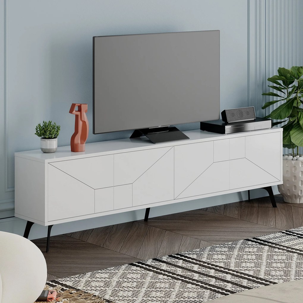 KALUNE DESIGN dřevěný TV stolek DUNE bílý 855DTE3094