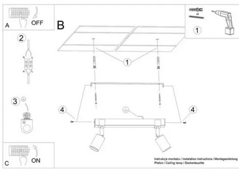 Stropní svítidlo SOLLUX ZUCA 2 černé E27 2x15W bez žárovky SL.1296