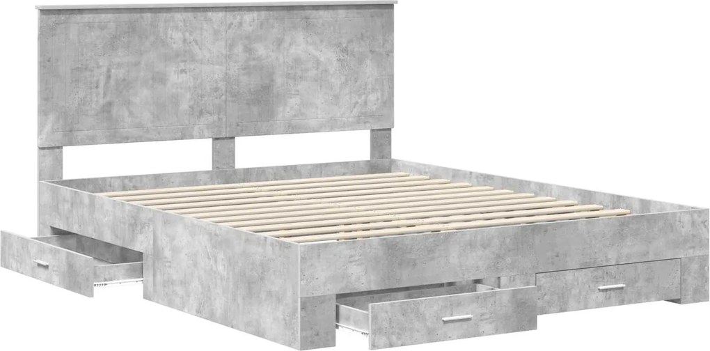 Rám postele s čelo Betonově šedá 160 x 200 cm Kompozitní dřevo 3411283