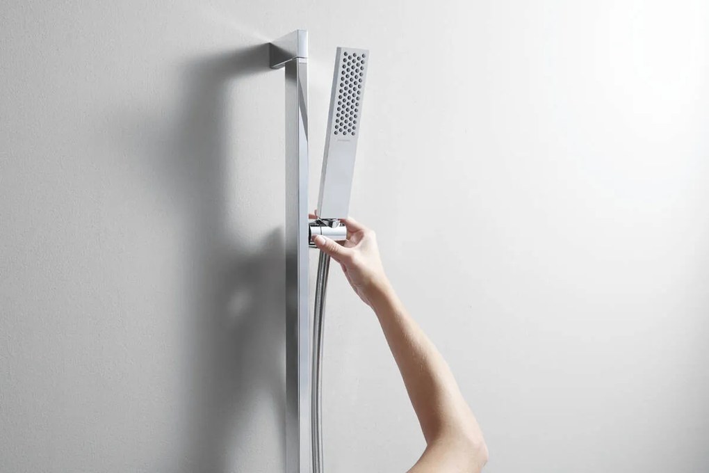 Hansgrohe Unica, sprchová tyč E Puro 900 mm s lehce posuvným držákem a sprchovou hadicí, chromová, HAN-24403000