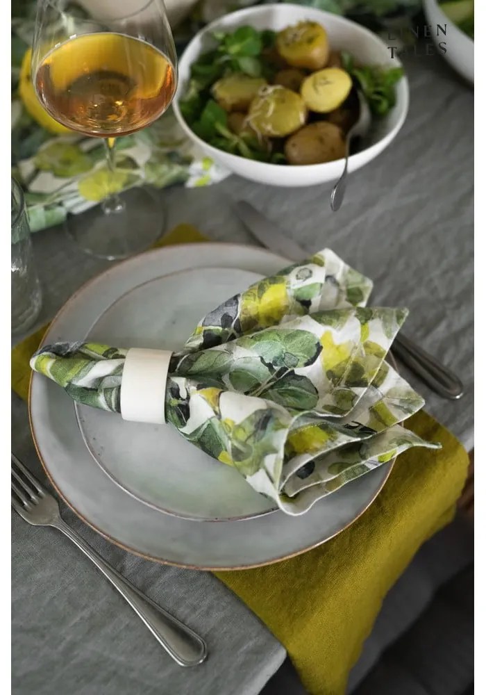 Zelené látkové podtácky v sadě 4 ks Lotus – Linen Tales