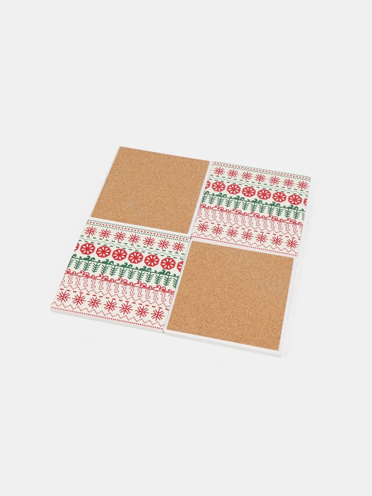 Sinsay - Vánoční vzorované podtácky pod hrnek 4 pack - zelená