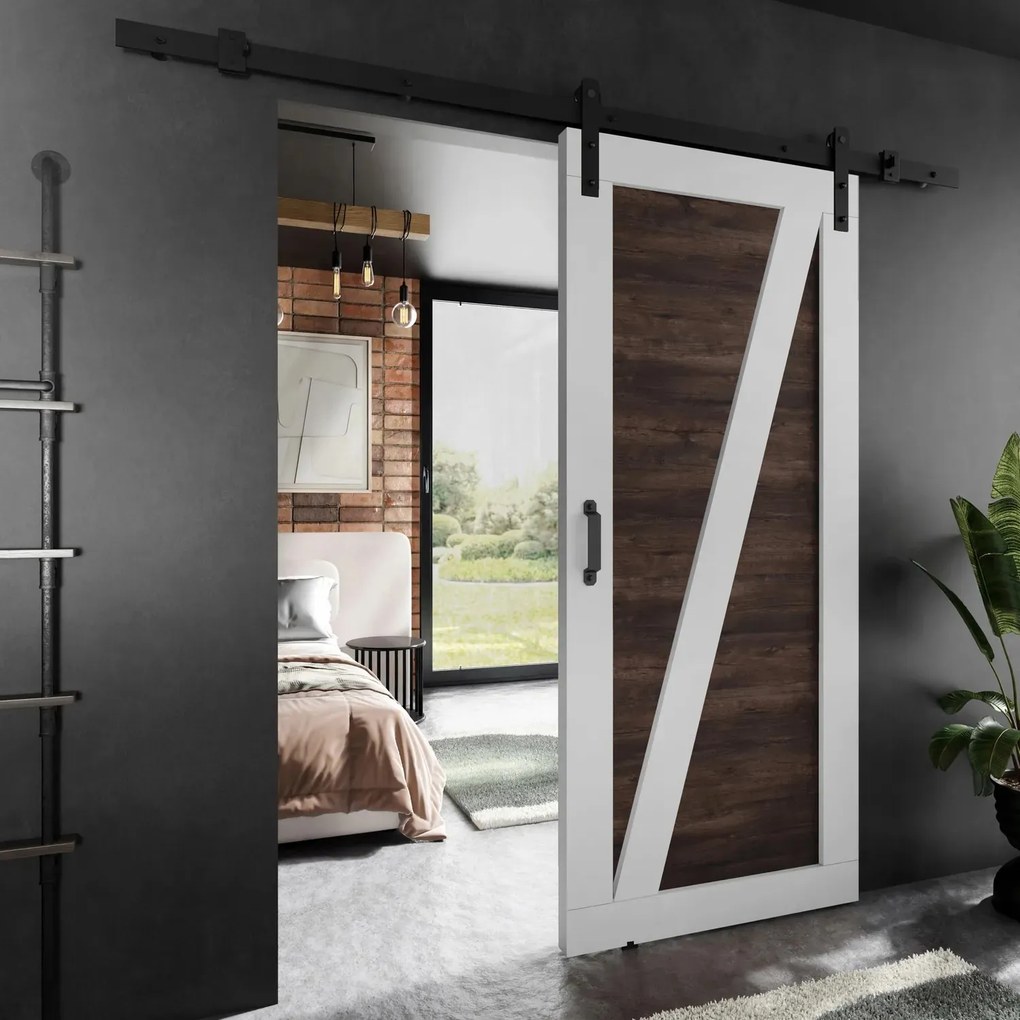 Posuvné dveře LOFT ADIO 3 bílý + tmavý jasan 80