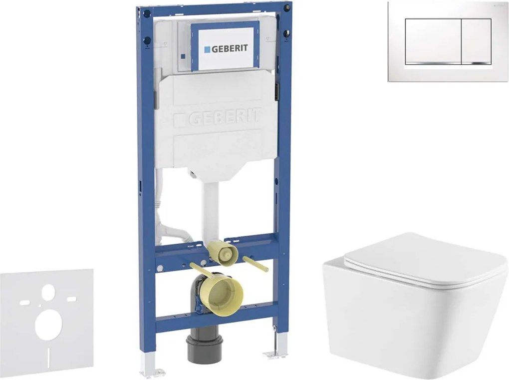 Geberit Duofix - Set předstěnové instalace, klozetu Arkas I a sedátka softclose, tlačítko Sigma20, bílá/chrom SANI11CA31141