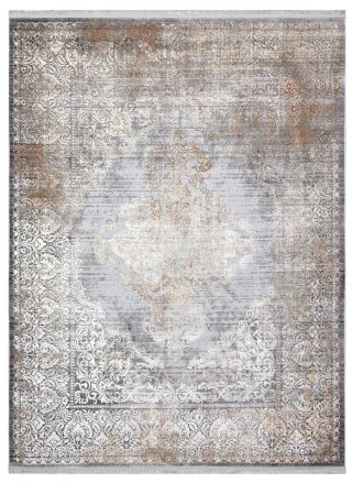 Moderní koberec LUCE 80 ornament vintage Strukturální šedá / hořčice velikost 173x270 cm | krásné koberce cz