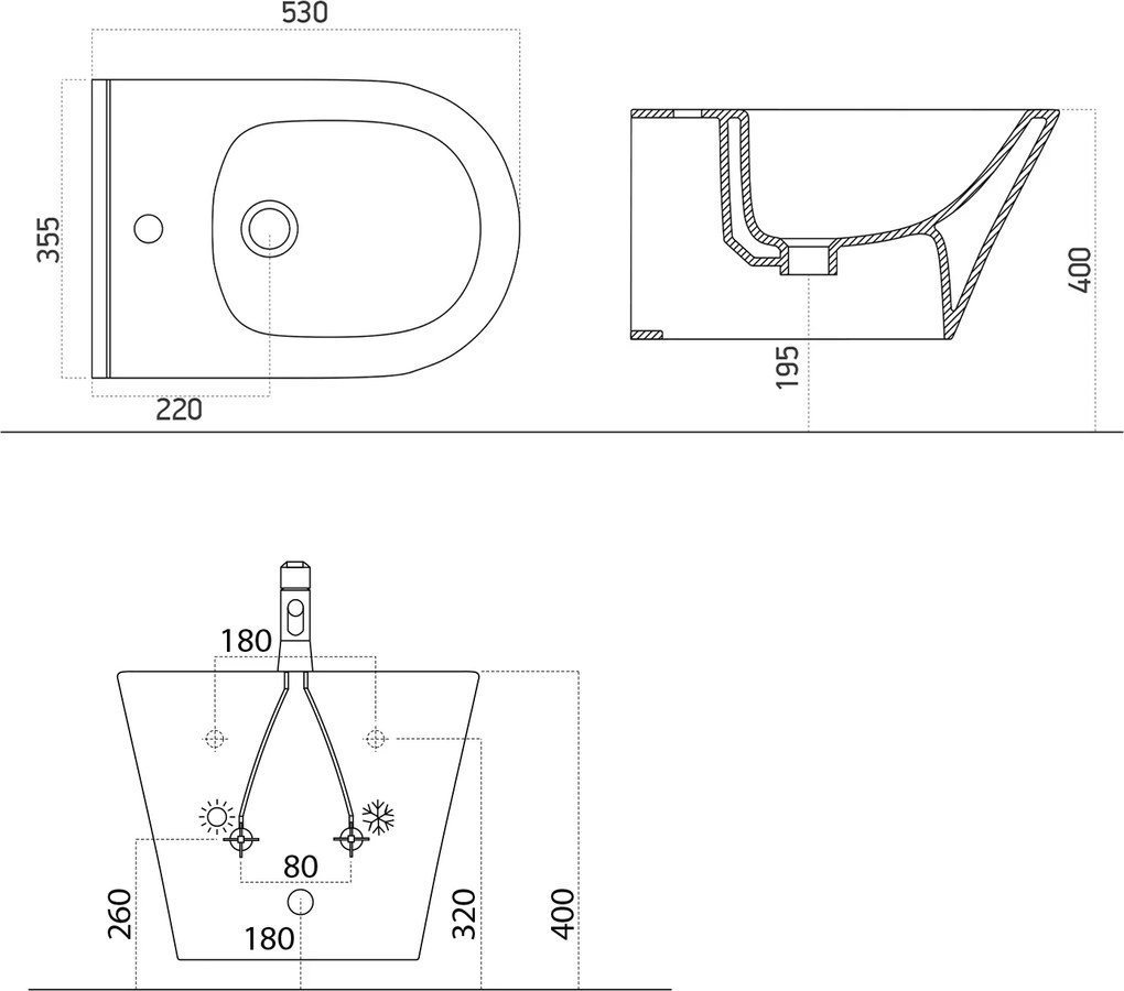 Sapho AVVA bidet závěsný 35 x 53 cm bílá 100324
