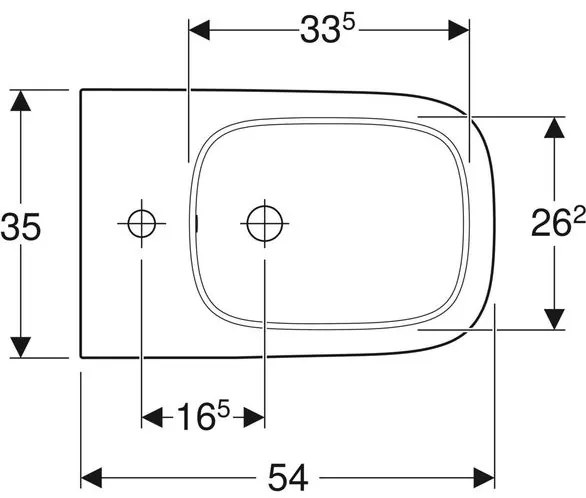 Geberit Smyle Square Stojící bidet ke stěně, bílá 500.841.00.1