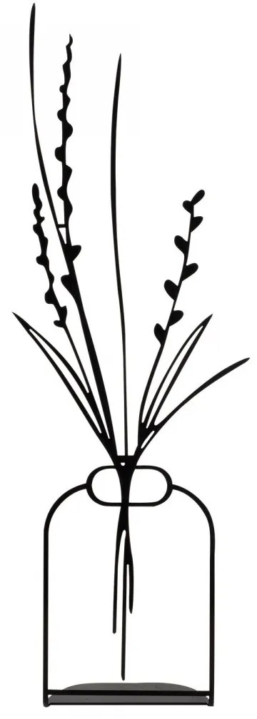 Kovová dekorace Flowerpot III 44 cm černá