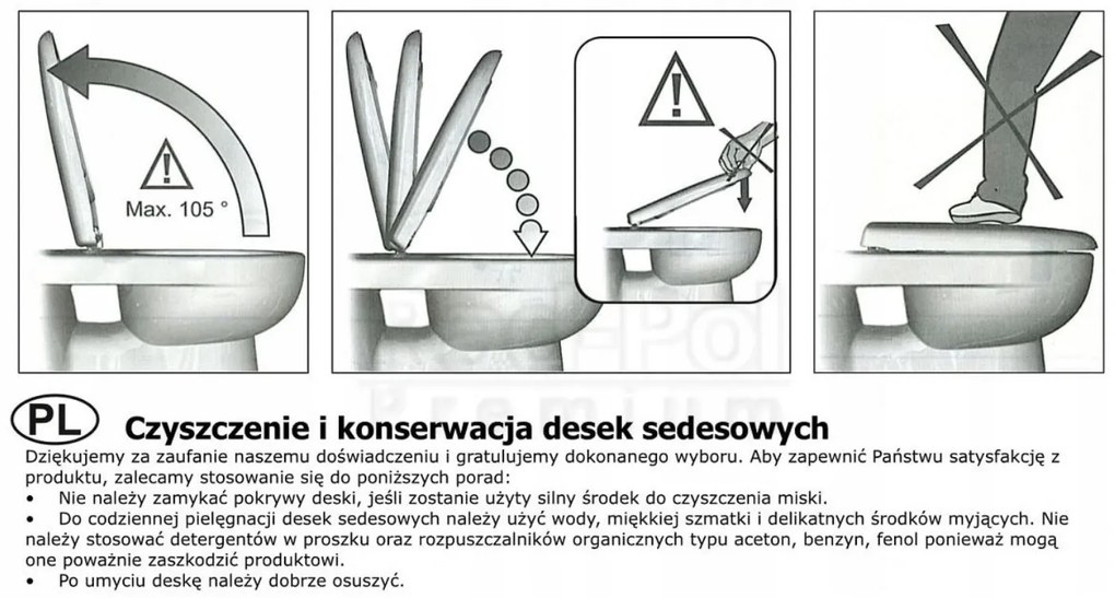 Cersanit Mito Red, toaletní sedátko z polypropylenu pro WC kombi, bílá, TK001-008