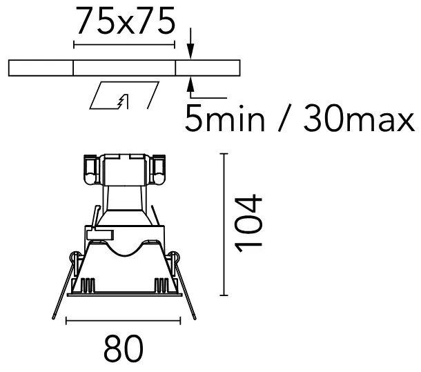 Flos 03.4209.GL Easy Kap 80 Square Fixed, zlatá bodovka, 1x max50W PAR16, 8x8cm