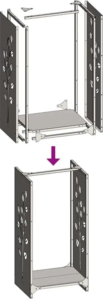 vidaXL Stojan na palivové dřevo Ocel válcovaná za studena [864223] Barva: Nerezová ocel