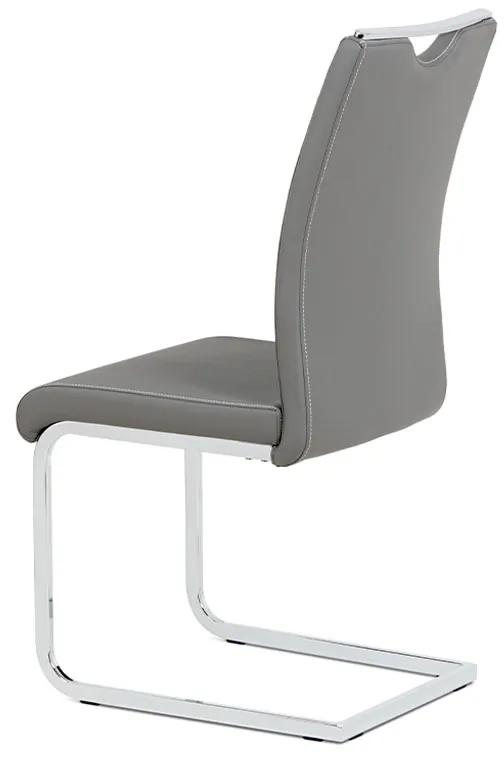 Jídelní židle NADIA, chrom/šedá koženka