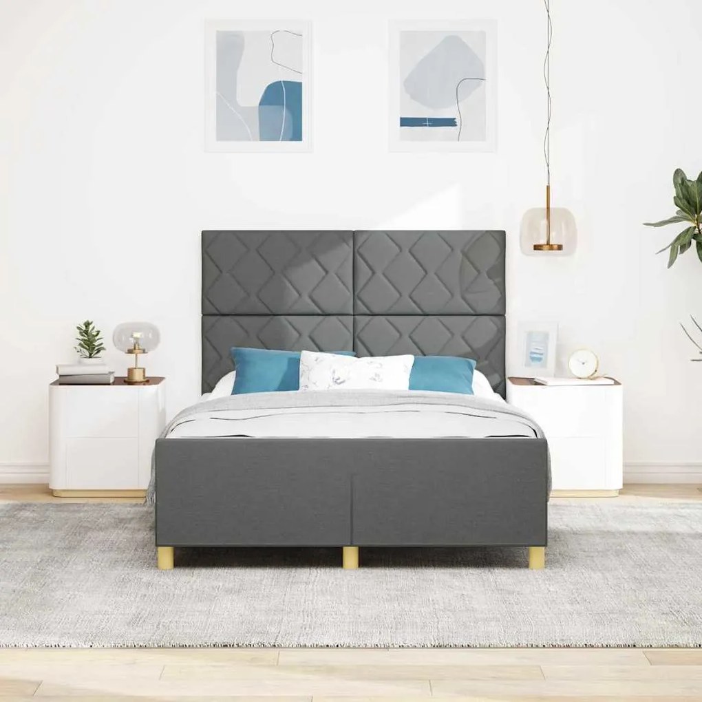Rám postele s čelo Tmavě šedá 160 x 200 cm textil 3344817