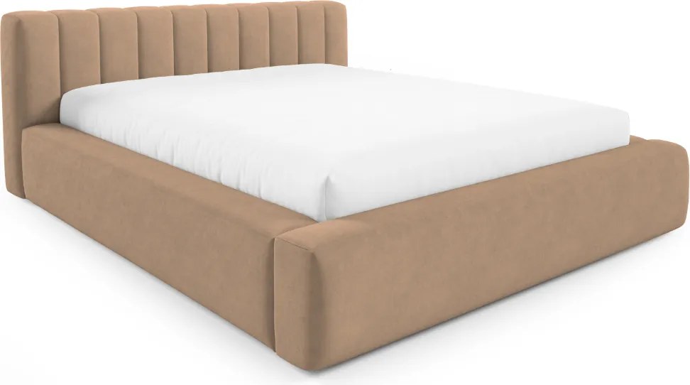 Čalouněná postel BORMINI, 180x200 cm, s úložným prostorem a roštem Úložný prostor: S dřevěným rámem úložného prostoru, Barva látky Velutto: Pudrově růžová (Velutto 14)