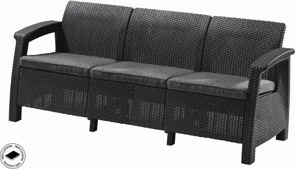 Zahradní nábytek Keter Corfu love seat max třísedačková pohovka grafitová