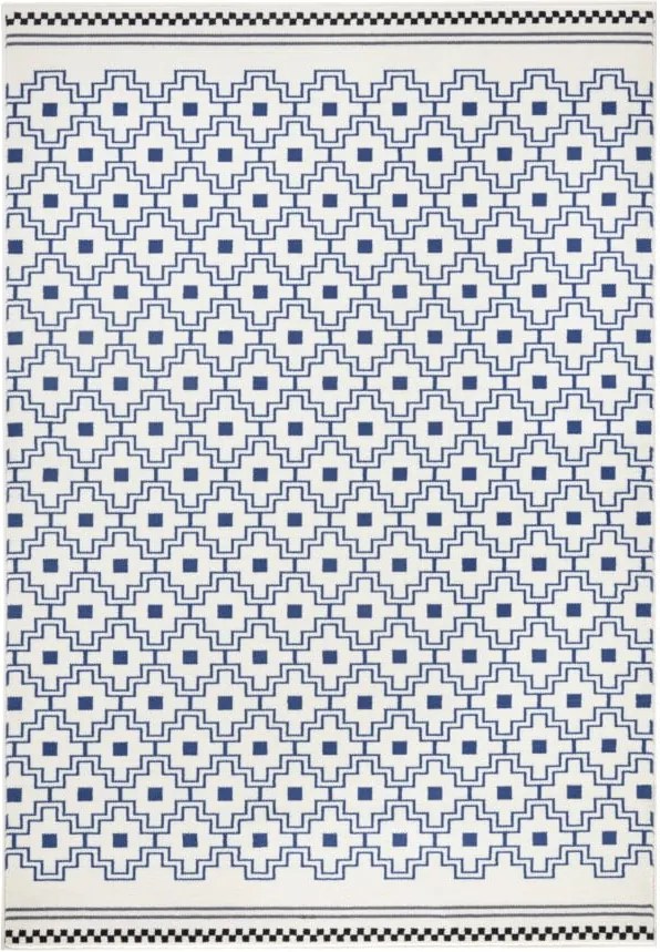 Modrobílý koberec Zala Living Cubic, 70 x 140 cm