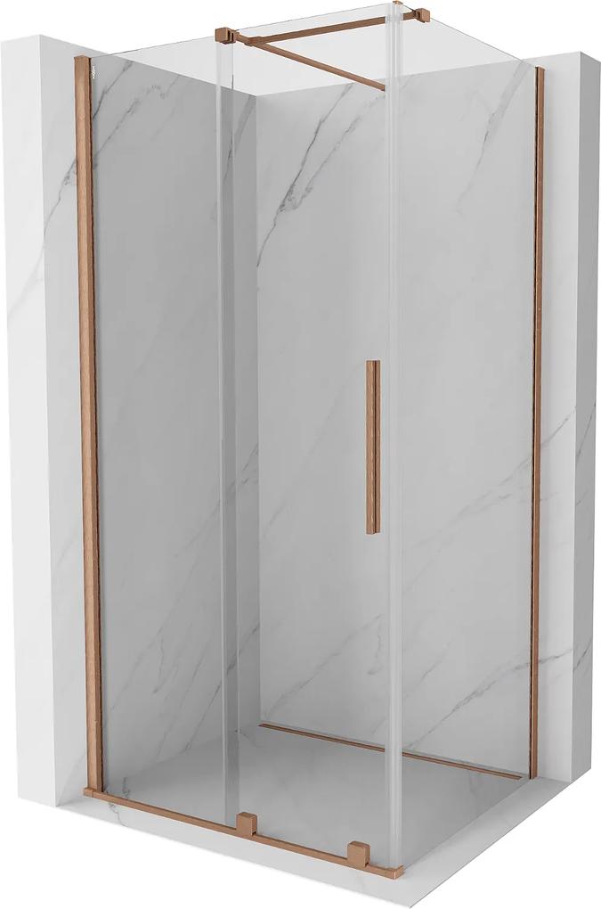 Mexen Velar, sprchový kout s posuvnými dveřmi 110(dveře) x 100(stěna) cm, 8mm čiré sklo, měděná matná, 871-110-100-01-65