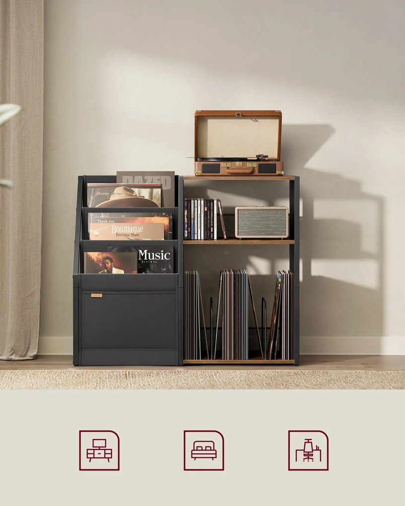 Odkládací stolek na gramofon Vasagle Garma 81 cm černý/hnědý