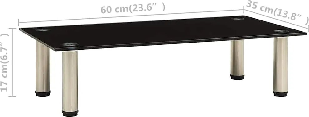 322761 TV Stand Black 60x35x17 cm Tempered Glass 322761