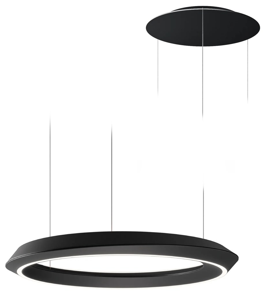 Lodes Tidal, kulaté závěsné svítidlo LED 33W 2700K, matná černá/černá, průměr 60cm, DALI