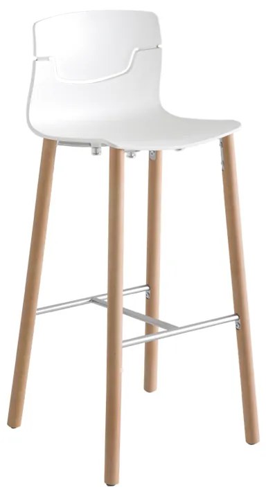 GABER - Barová židle SLOT - nízká, bílá/buk