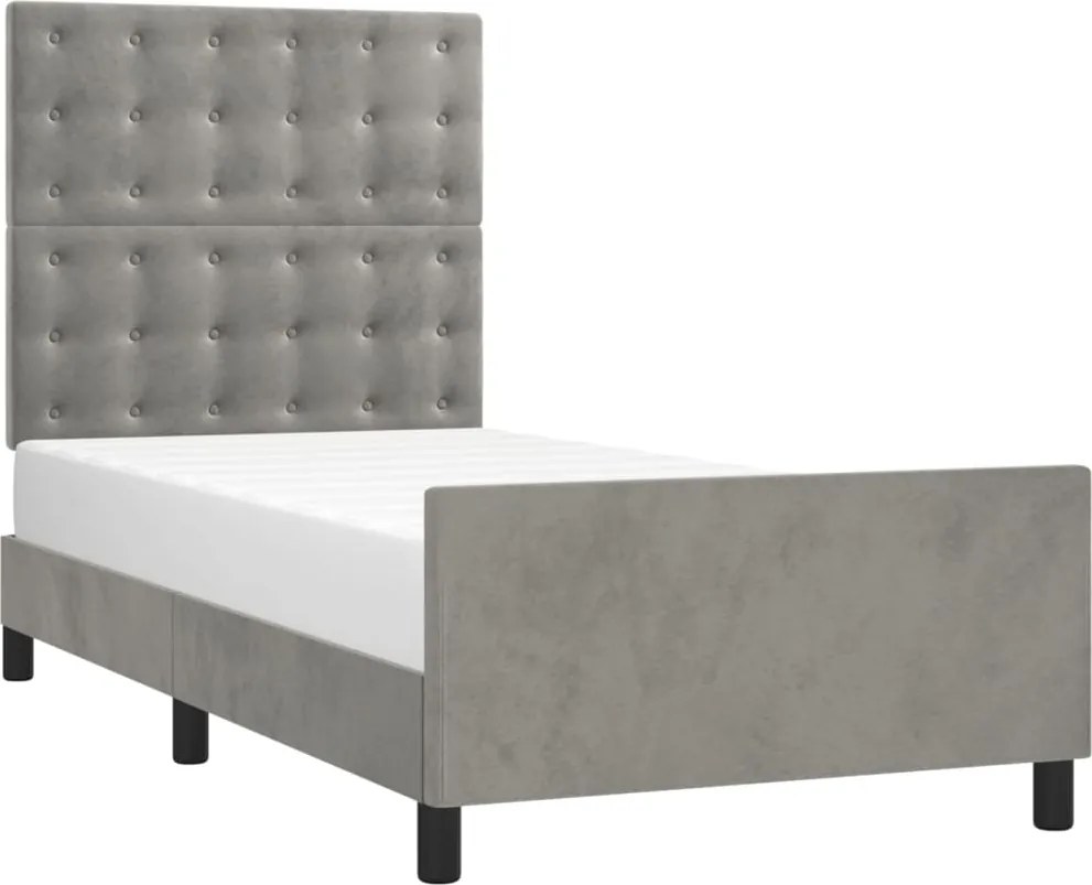 Rám postele bez matrace světle šedá 100 x 200 cm samet 3125983