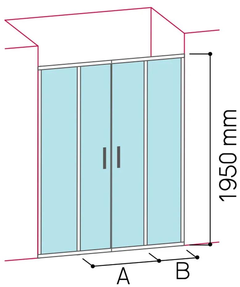 Glass 1989 Isy - Sprchový kout dvojité posuvné dveře do niky nebo v kombinaci s boční stěnou, velikost 150 cm, profily chromové, čiré sklo,…