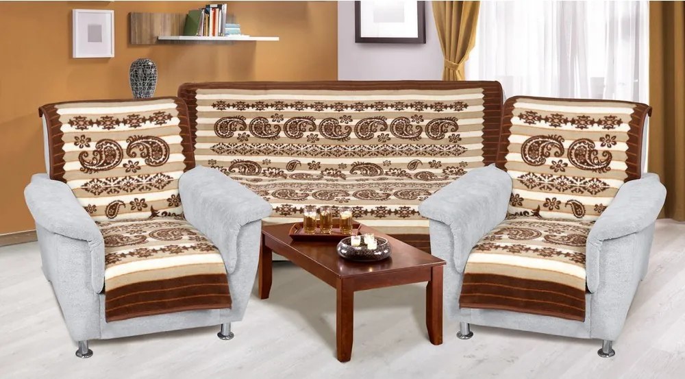 Bellatex Přehozy na sedací soupravu Karmela plus Kašmír, 150 x 200 cm, 2 ks 65 x 150 cm