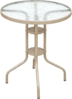 JU Skleněný zahradní stolek, 70 cm, béžový
