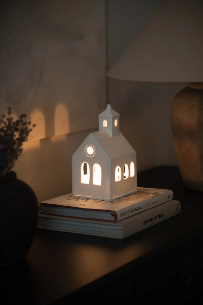 räder Porcelánový svícen domeček Small Chapel, bílá barva, porcelán