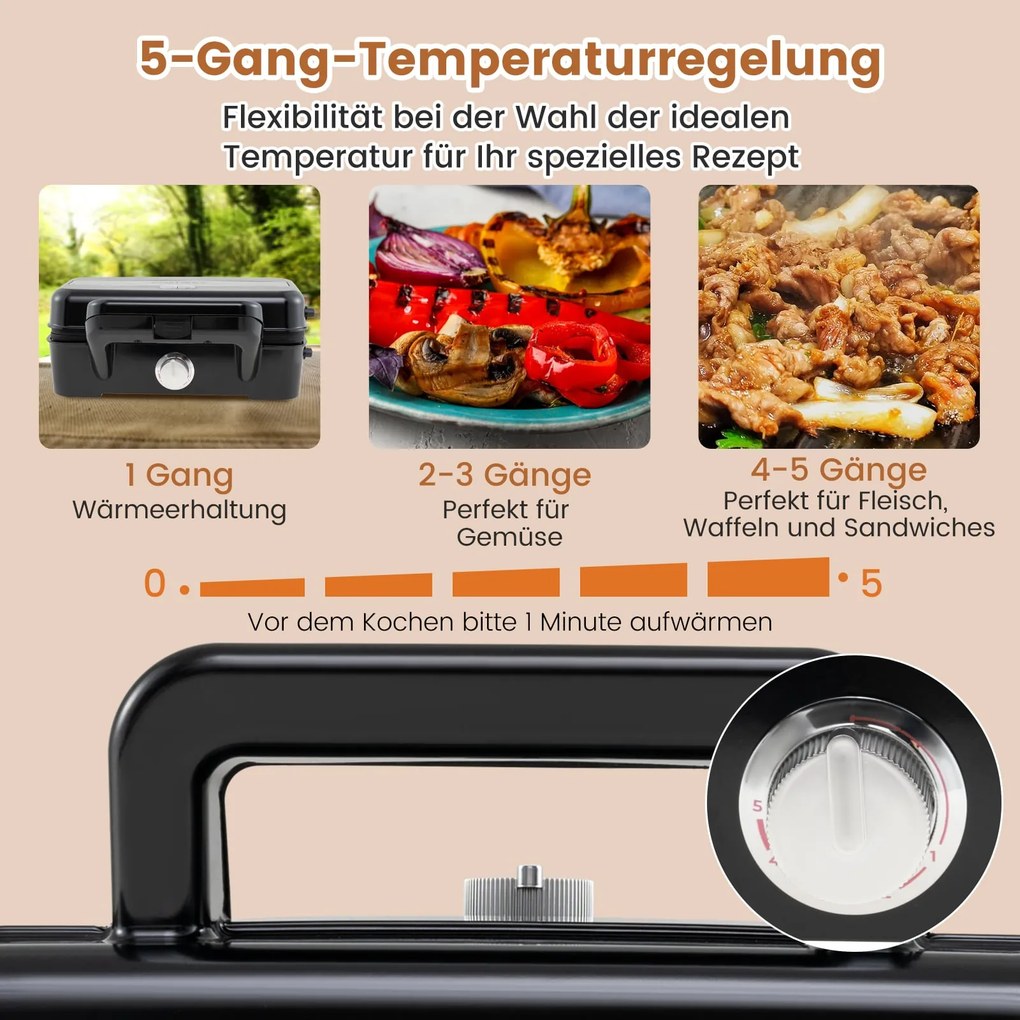 Costway 3-in-1 Vaflovač a lis na panini a sendvičovač Přenosný elektrický