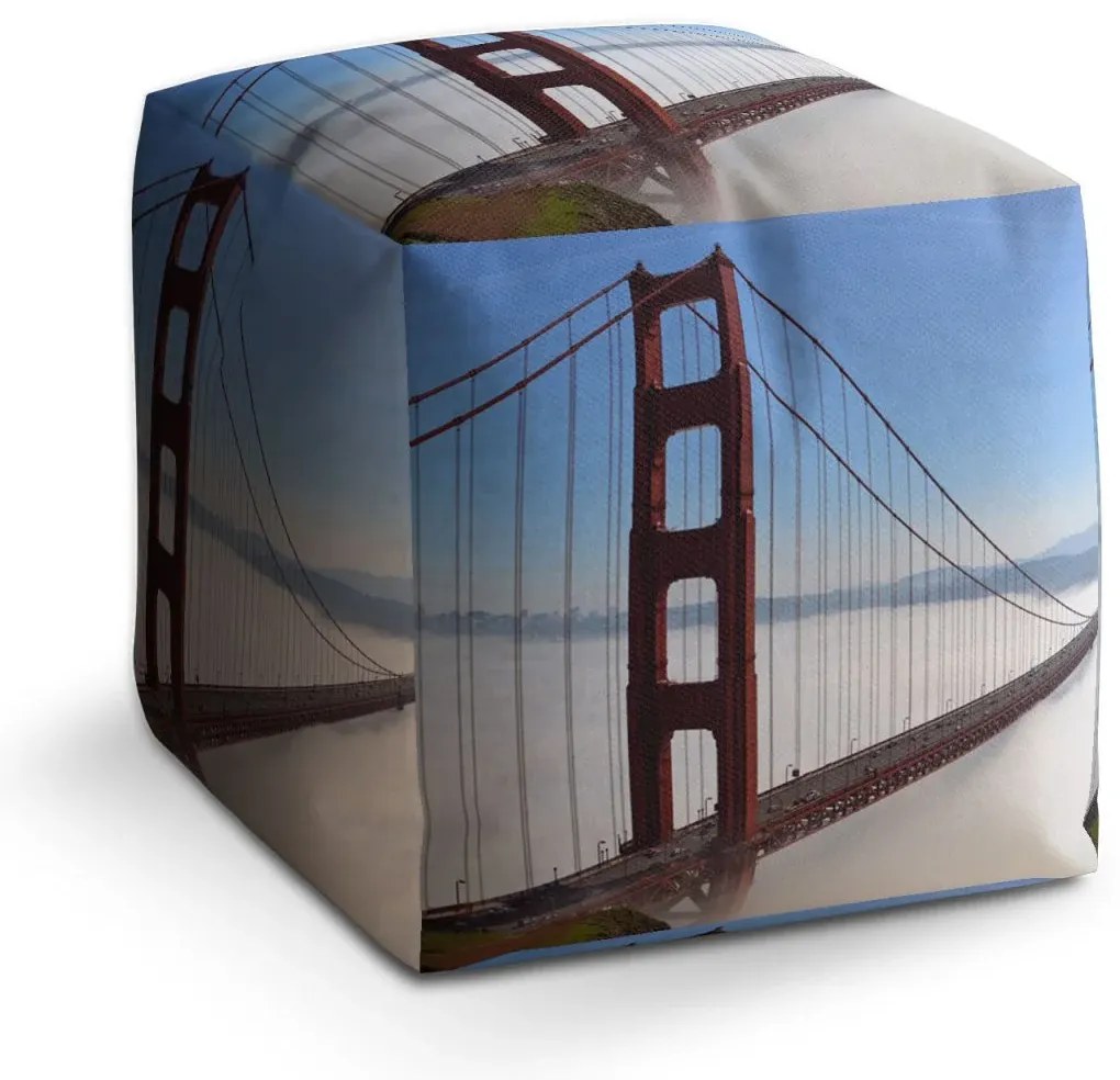 Sablio Taburet Cube Golden Gate v mlze: 40x40x40 cm