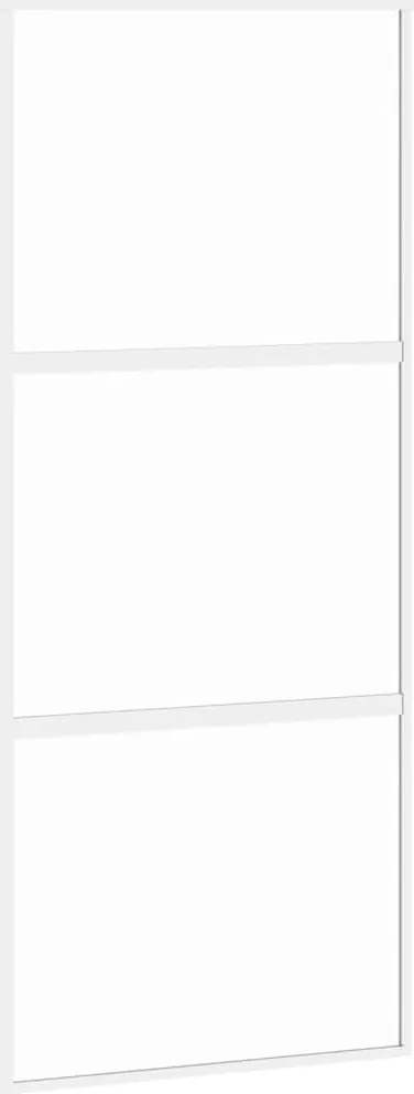 Posuvné dveře bílé 90 x 205 cm tvrzené sklo a hliník 155205