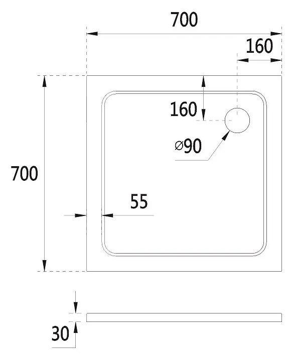 Olsen Spa Venets 70 x 70 x 3 cm VANKCTVE70 sprchová vanička