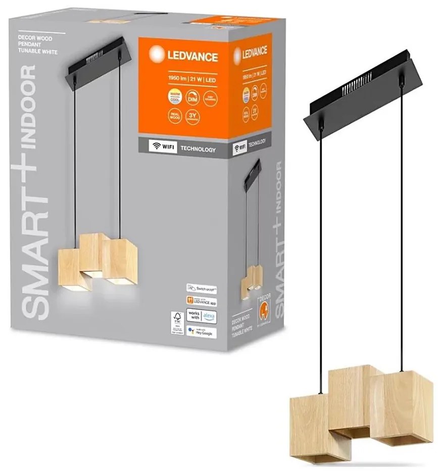 Ledvance - LED Stmívatelný lustr na lanku DECOR WOOD 3xLED/7W/230V Wi-Fi