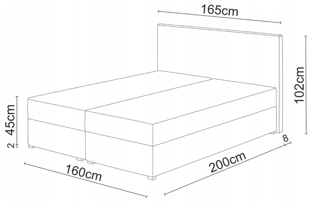 Kontinentální postel 160x200 cm Waller Comfort (světlohnědá) (s roštem a matrací). 1056381