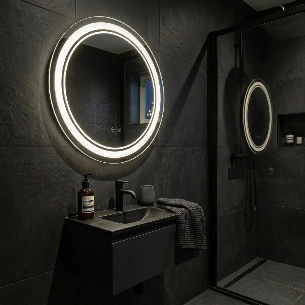 Tutumi Zrcadlo ⌀50 cm s vyhříváním a regulovatelným LED osvětlením HOM-00202