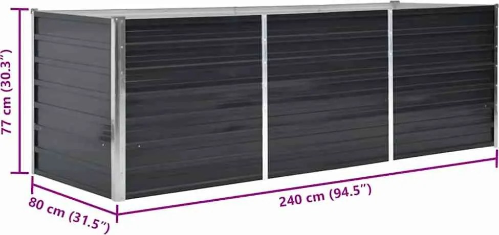 vidaXL Vyvýšený záhon 240 x 80 x 77 cm pozinkovaná ocel [45726] Barva: antracitová