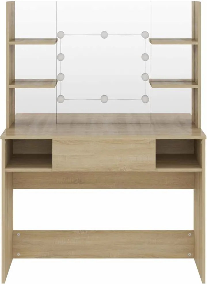 Kosmetický stolek s LED světly 100 x 40 x 135 cm MDF dub 331545