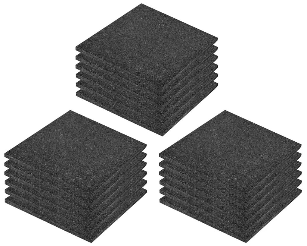 vidaXL Protipádové dlaždice 18 ks pryžové 50 x 50 x 3 cm černé