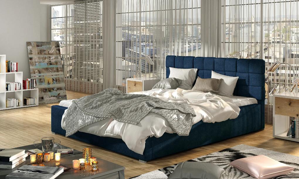 Eltap Čalouněná postel Grand s úložným prostorem Materiál a barva potahu: Kronos 09 - tmavě modrá, Rozměry (cm): 200x200
