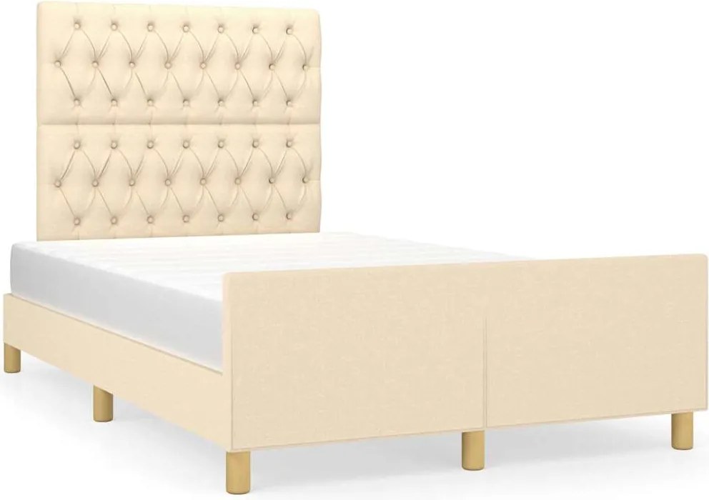 Rám postele bez matrace krémový 120 x 200 cm textil 3125289