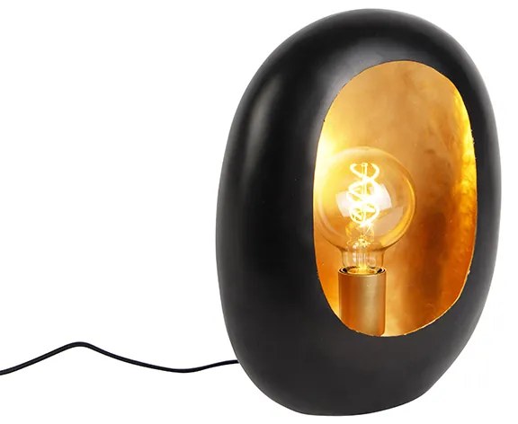 Designová stolní lampa černá se zlatým vnitřkem 36 cm - Cova