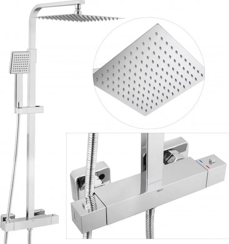 Erga Goba, sprchová souprava s termostatickou baterií a dešťovou hlavicí 25x25 cm, chromová, ERG-YKA-BP.GOBA-THERM-25-CHR