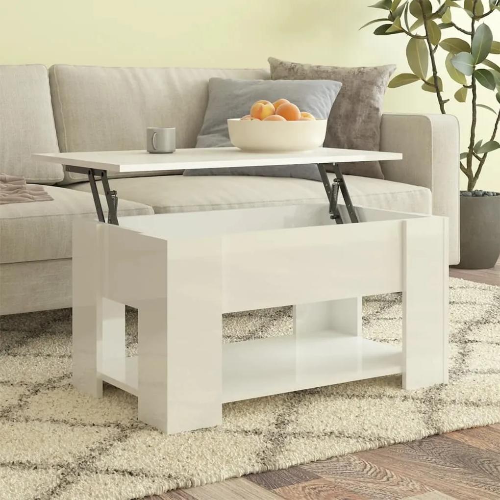 vidaXL Konferenční stolek 79 x 49 x 41 cm kompozitní dřevo [809711] Barva: bílá s vysokým leskem