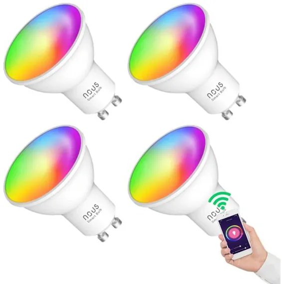 Smart LED žárovka GU10 4,5W RGB NOUS P8/4pack WiFi Tuya sada 4ks - rozbaleno