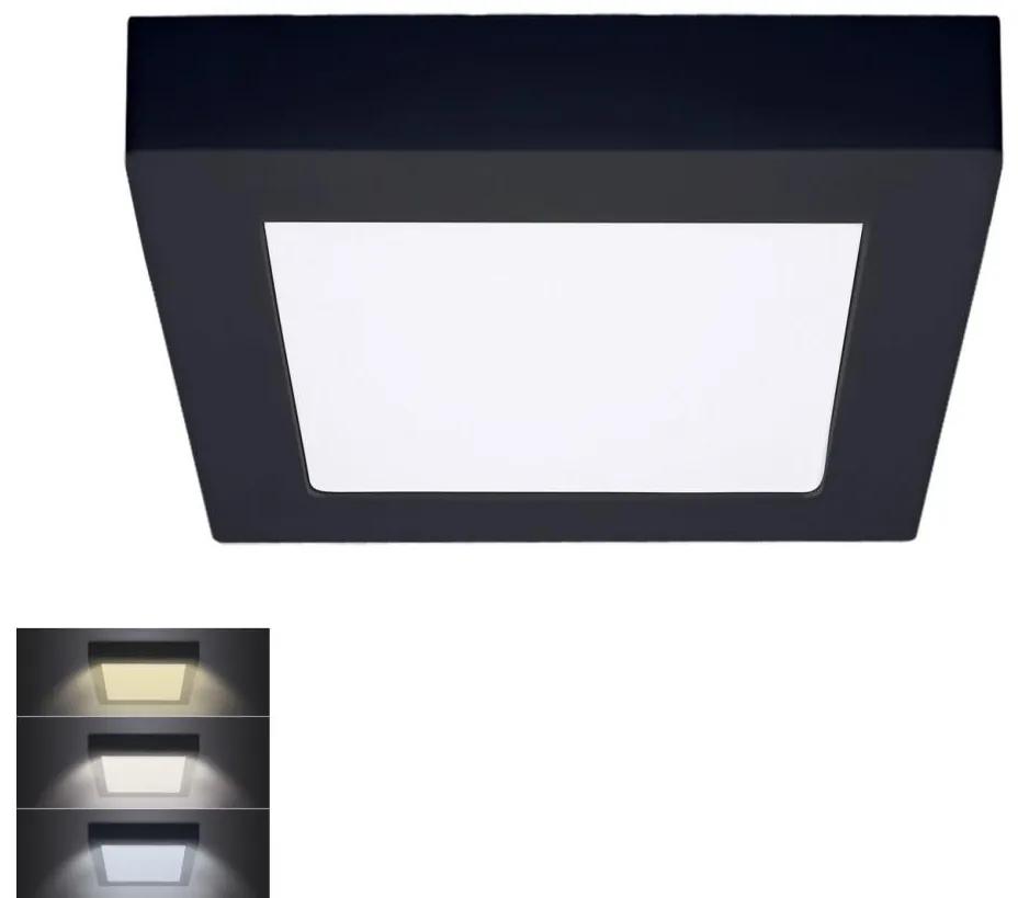 Solight | Solight WD171-B- LED Stropní svítidlo LED/12W/230V 3000/4000/6000K černá hranatý | SL1394