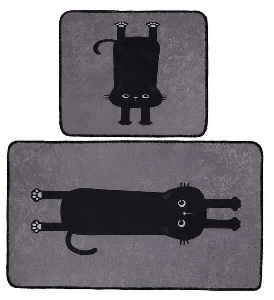 Černo-šedé koupelnové předložky v sadě 2 ks 60x100 cm Comfort – Foutastic