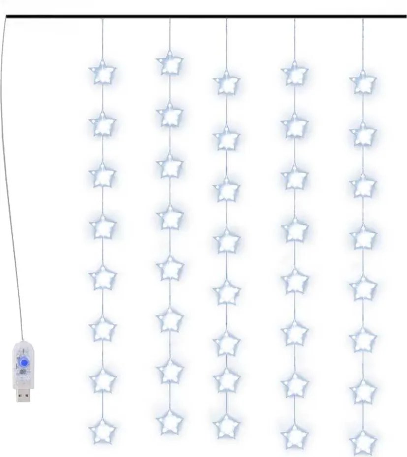 Světelný závěs hvězdičky 200 LED modré světlo 8 funkcí 328804