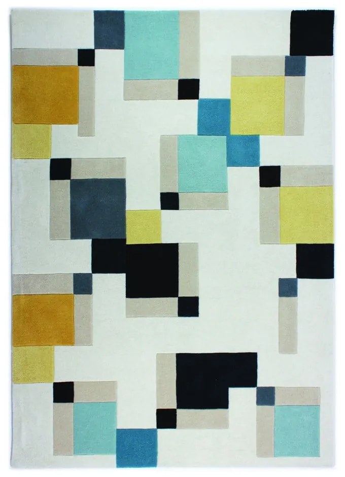 Modrý koberec Flair Rugs Illusion Abstract Blocks, 80 x 150 cm